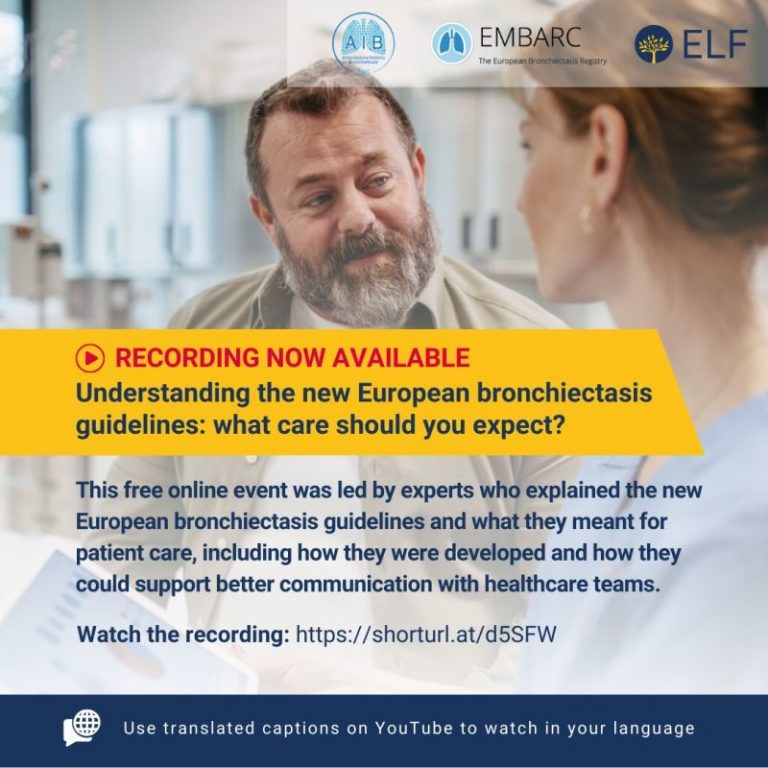 “Understanding the ERS Treatment Guidelines for Adult Bronchiectasis” – recording now available ...